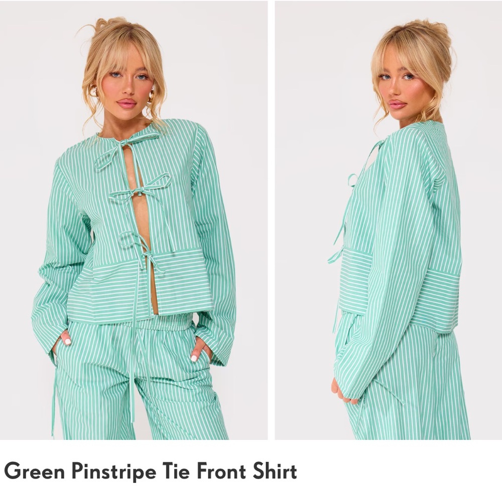 Green Plt Pinstripe Set - Gem